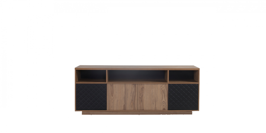 Closed closet ROHAN, with four wooden doors, walnut / black